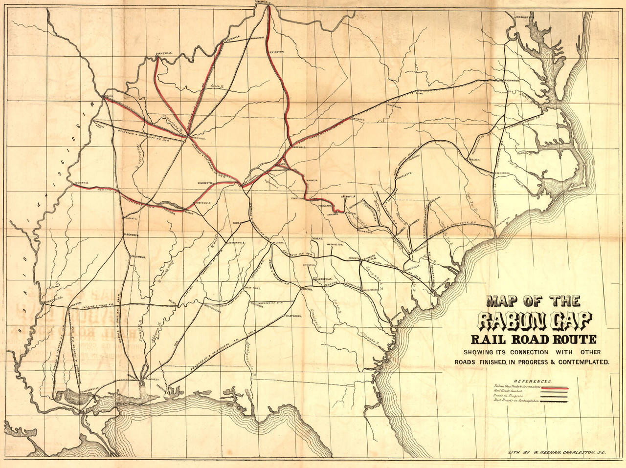 Historic Railroad Map of the Southern United States - 1850 | World Maps ...