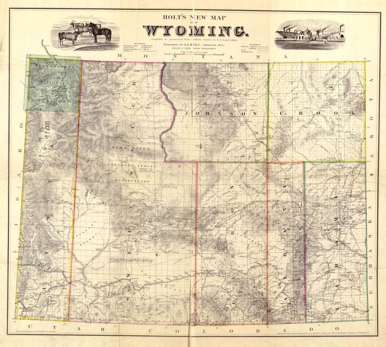 Historic Railroad Map of Wyoming - 1883 | World Maps Online