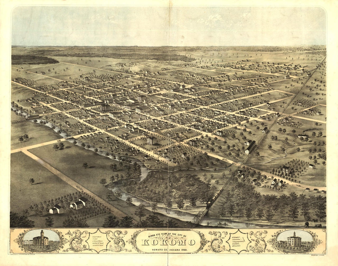 Historic Map - Kokomo, IN - 1868 | World Maps Online
