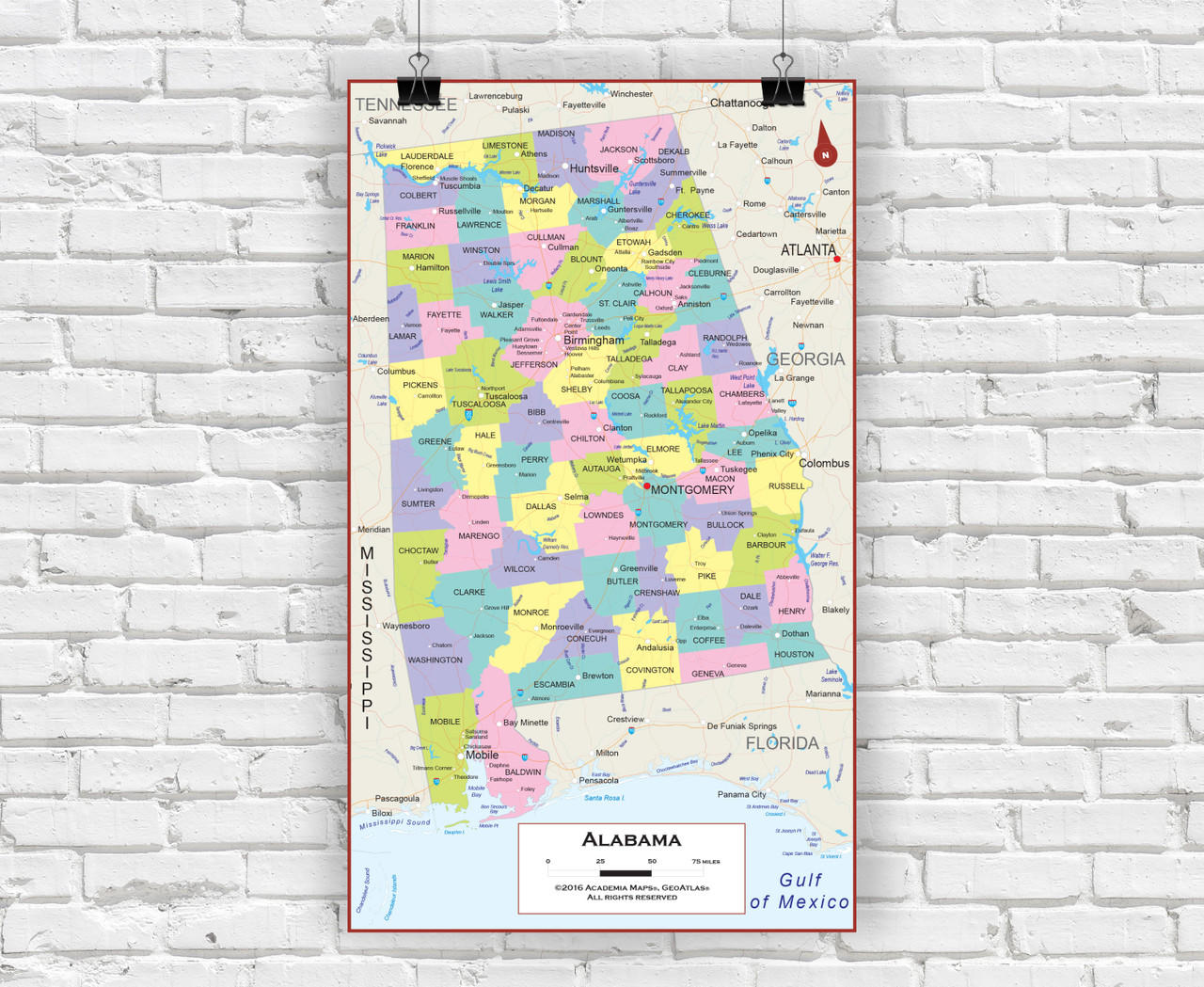 Alabama Wall Map - Political | World Maps Online