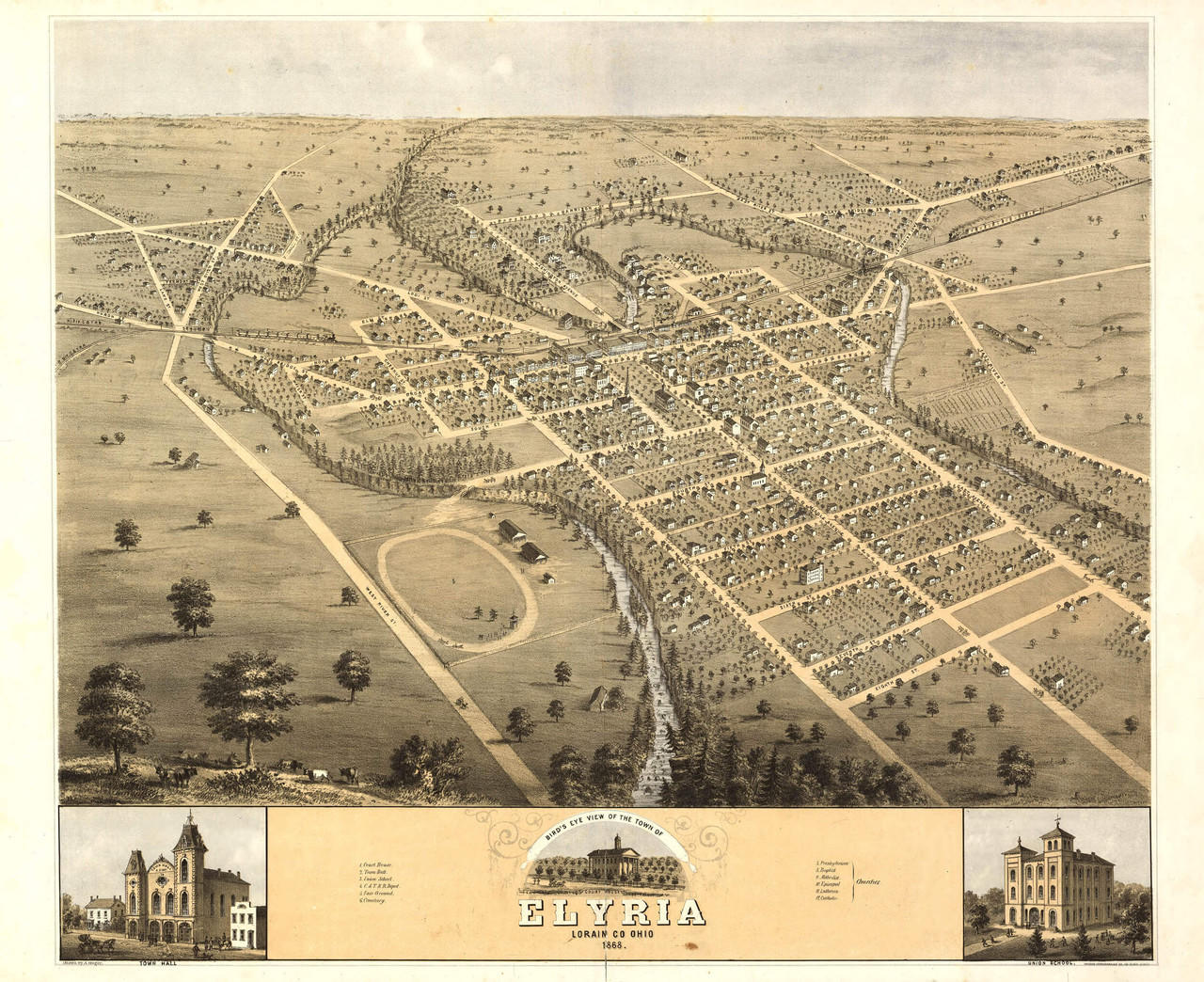 Historic Map - Elyria, OH - 1868 | World Maps Online