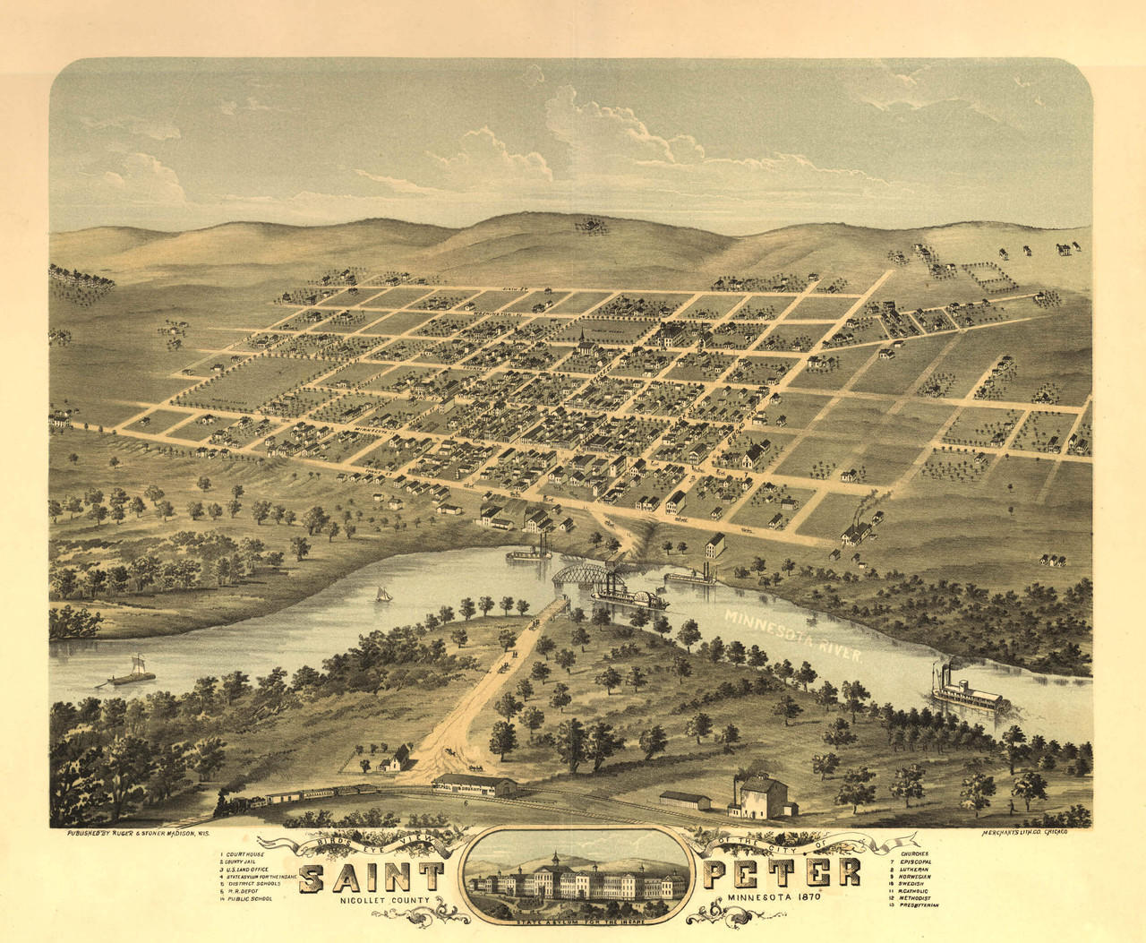 Historic Map - St. Peter, MN - 1870 | World Maps Online