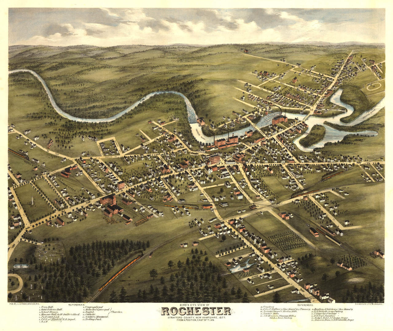 Historic Map - Rochester, NH - 1877 | World Maps Online