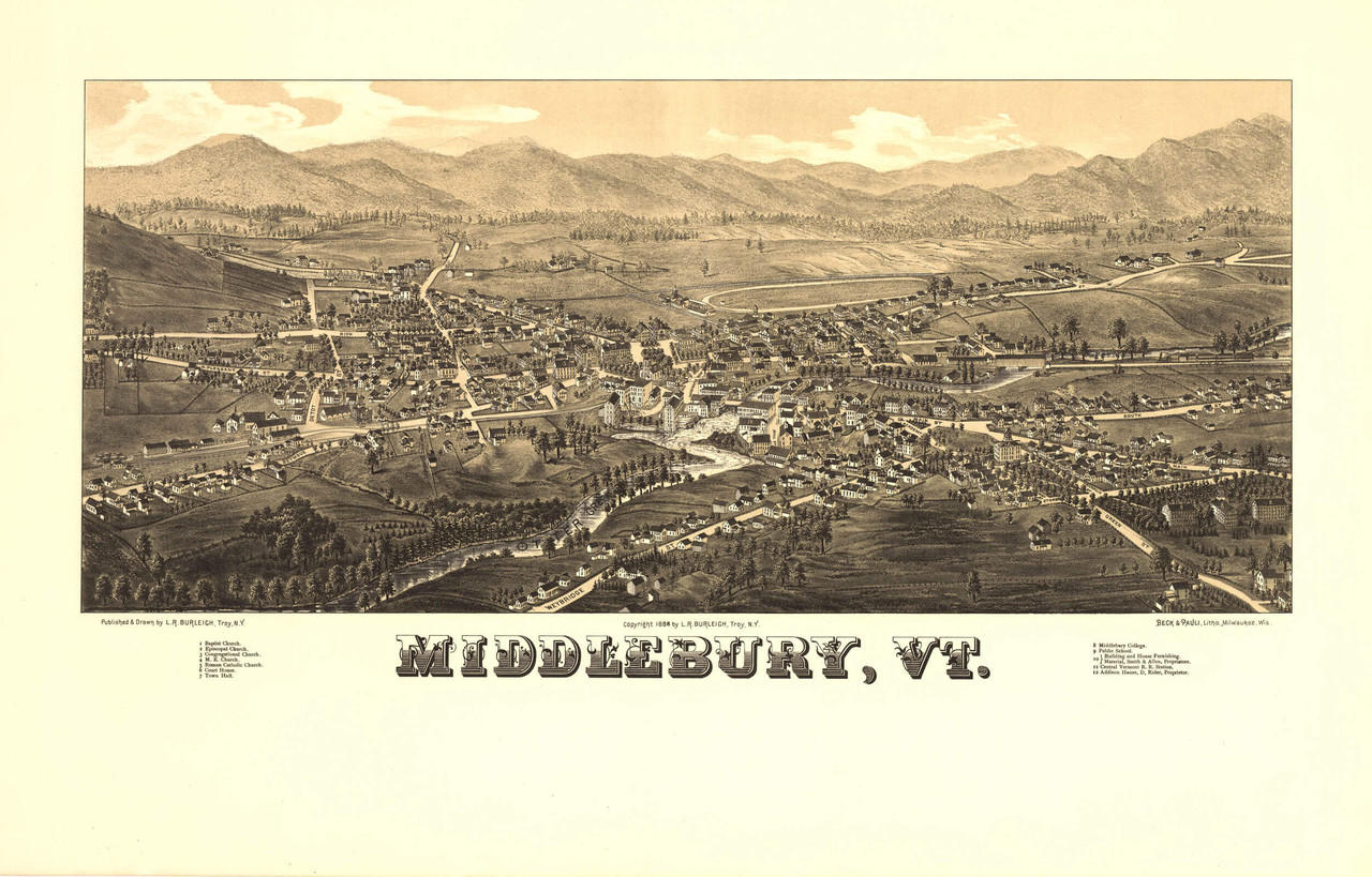 Historic Map - Middlebury, Vermont - 1886 | World Maps Online