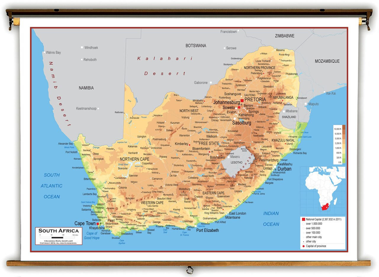 Southern Africa Physical Map
