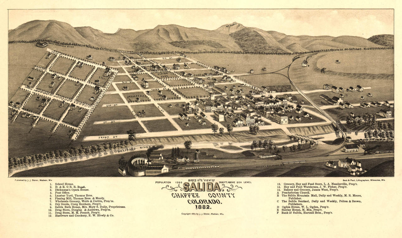 Historic Map - Salida, CO - 1882 | World Maps Online