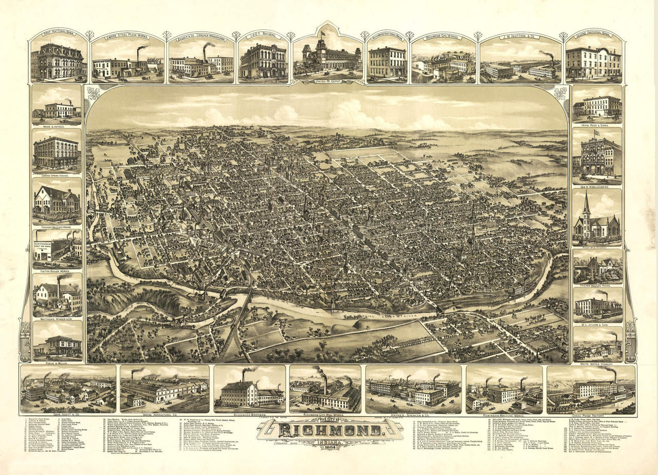 Historic Map - Richmond, IN - 1884 | World Maps Online