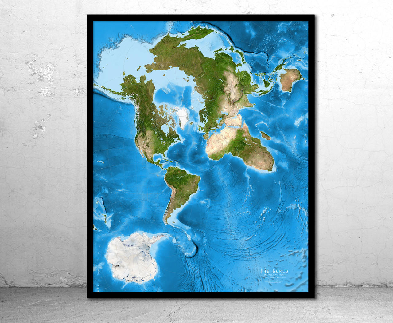 World Satellite Image Map - Oblique Mercator Projection - Enhanced ...
