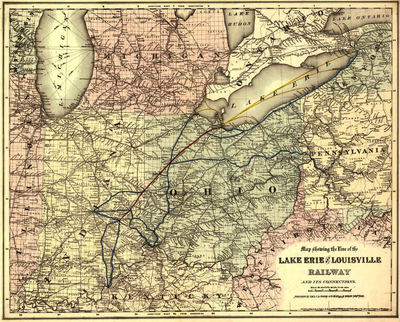Historic Railroad Map of the Midwest - 1872 - GW & CB Colton & Co ...