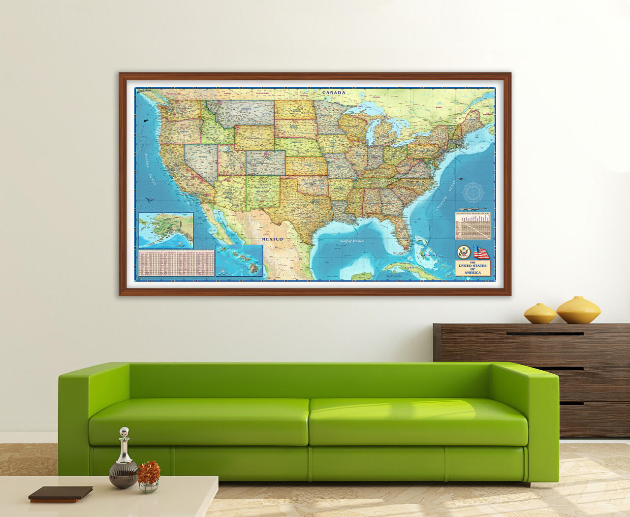 United States Political Wall Map from Compart Maps | World Maps Online