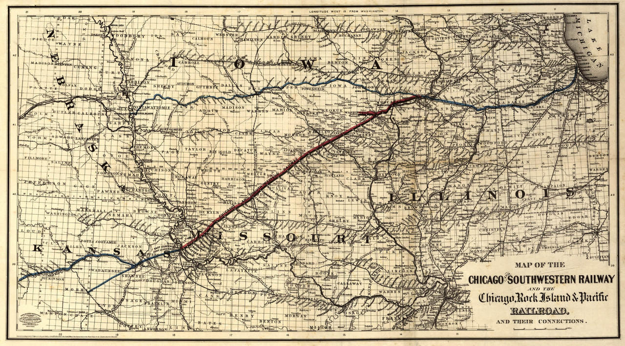 Historic Railroad Map of the Midwest - 1869 - Southwestern Railway ...