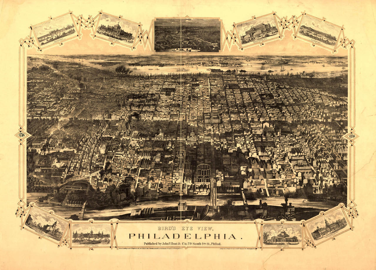 Historic Map - Philadelphia, PA - 1876 - John P. Hunt & Co. | World ...