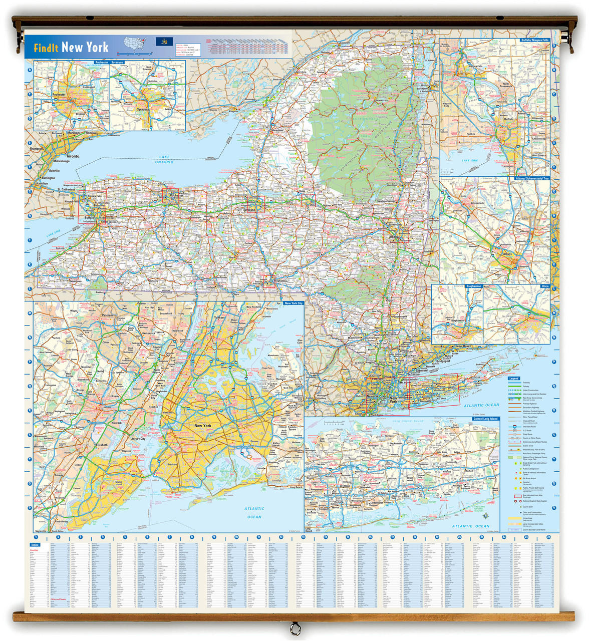 New York State Reference Spring Roller Map | World Maps Online
