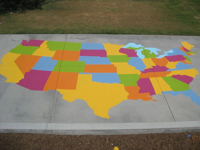 US Map Stencil - High-Quality Reusable Stencil for Playgrounds