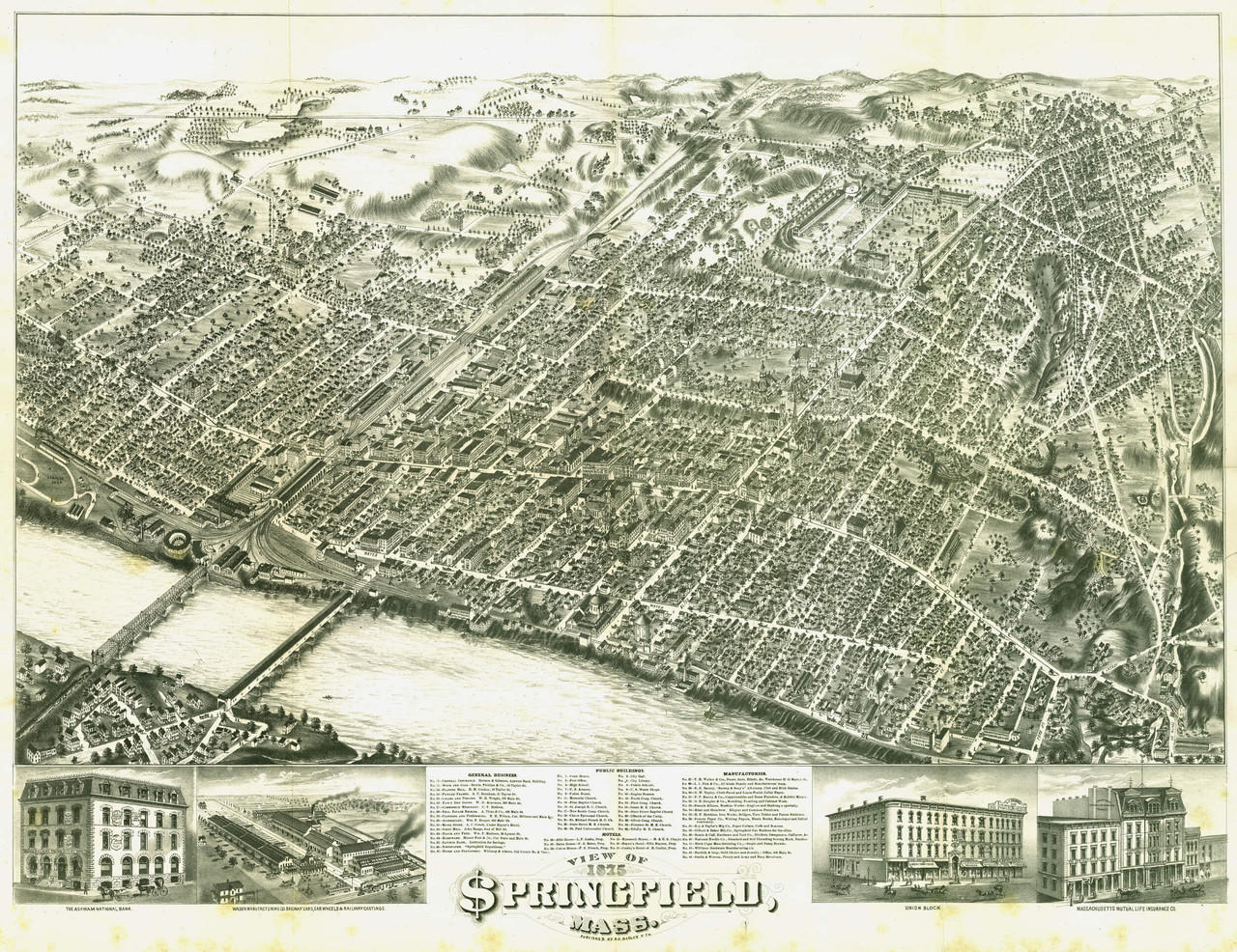 Historic Map Springfield, MA - 1875 | World Maps Online