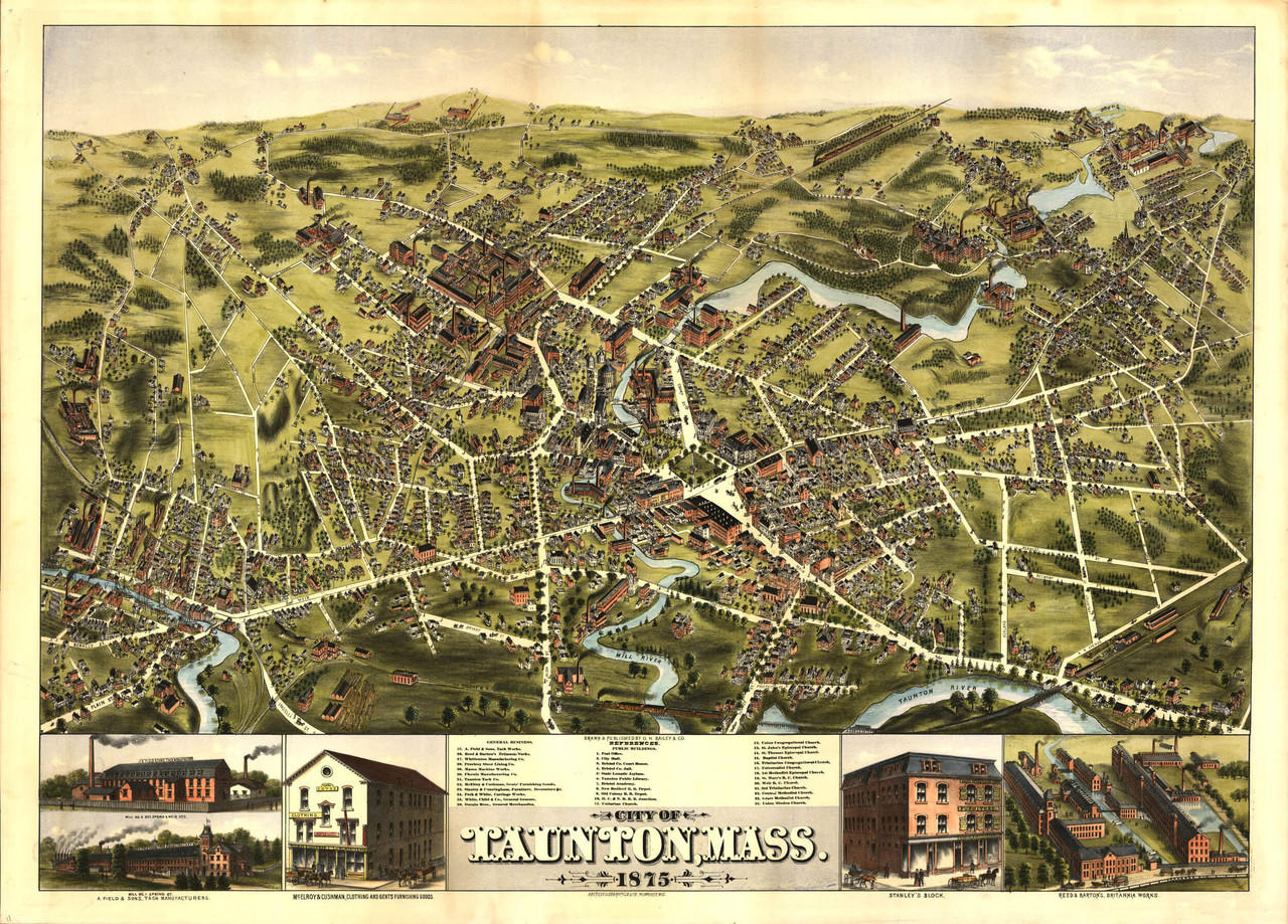 Historic Map Taunton, MA - 1875 | World Maps Online