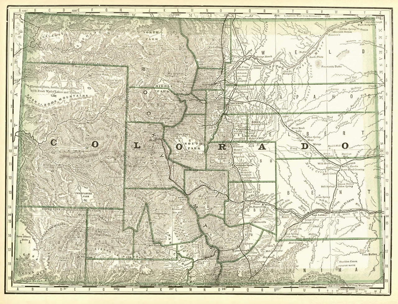 Historic Railroad Map of Colorado - 1878 | World Maps Online