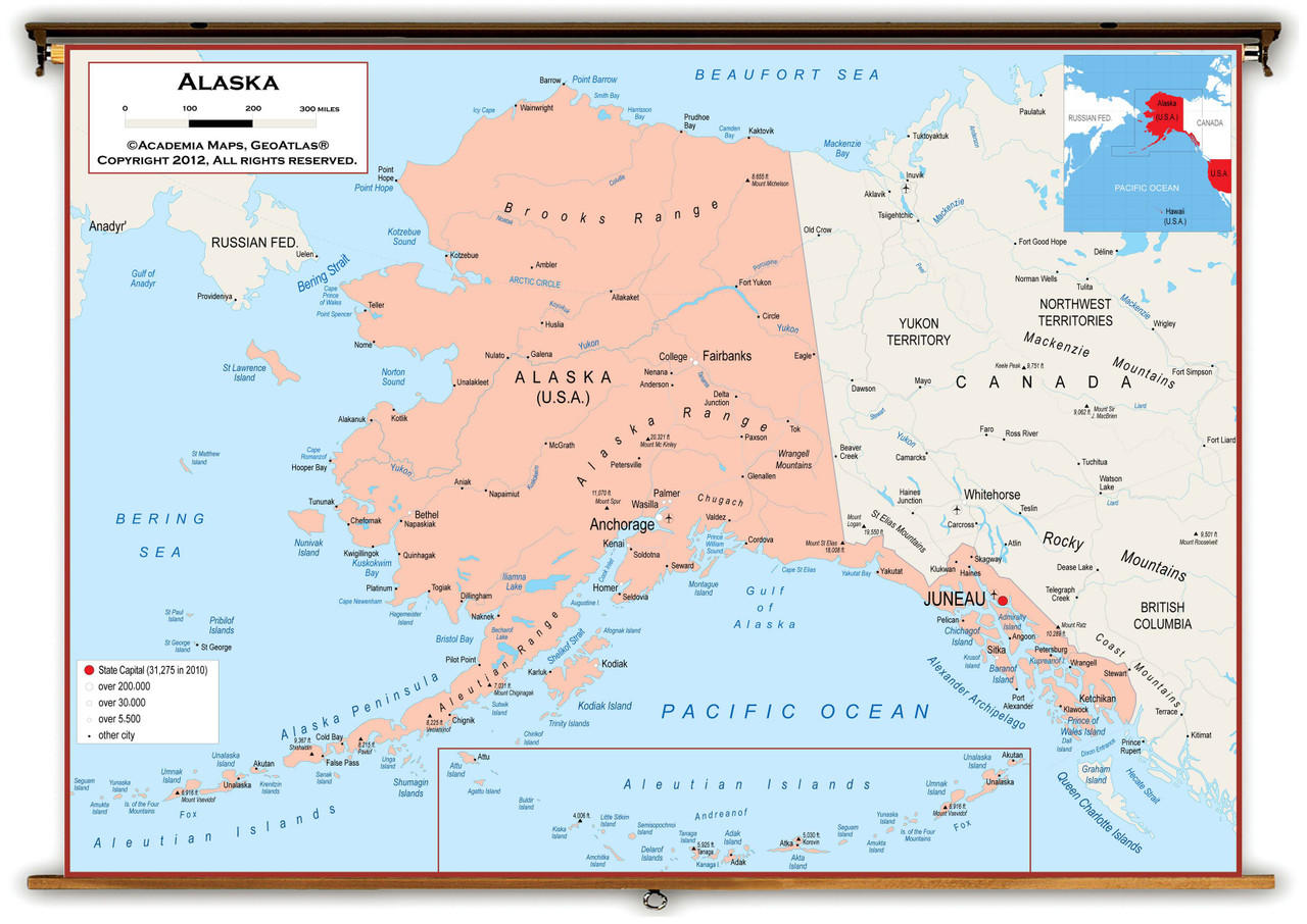 Alaska Political Pull-Down Map | World Maps Online