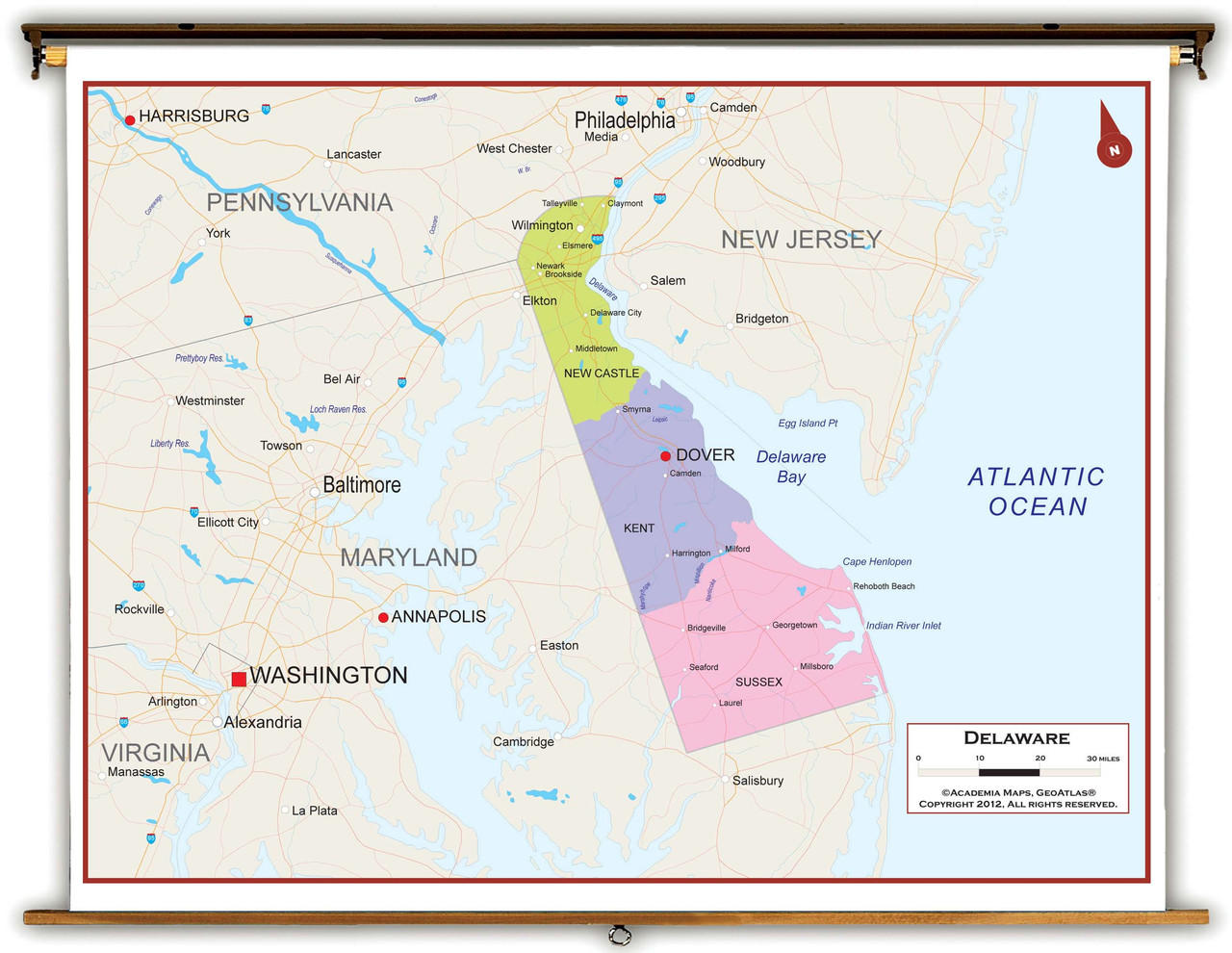 Delaware Political Pull-Down Map | World Maps Online