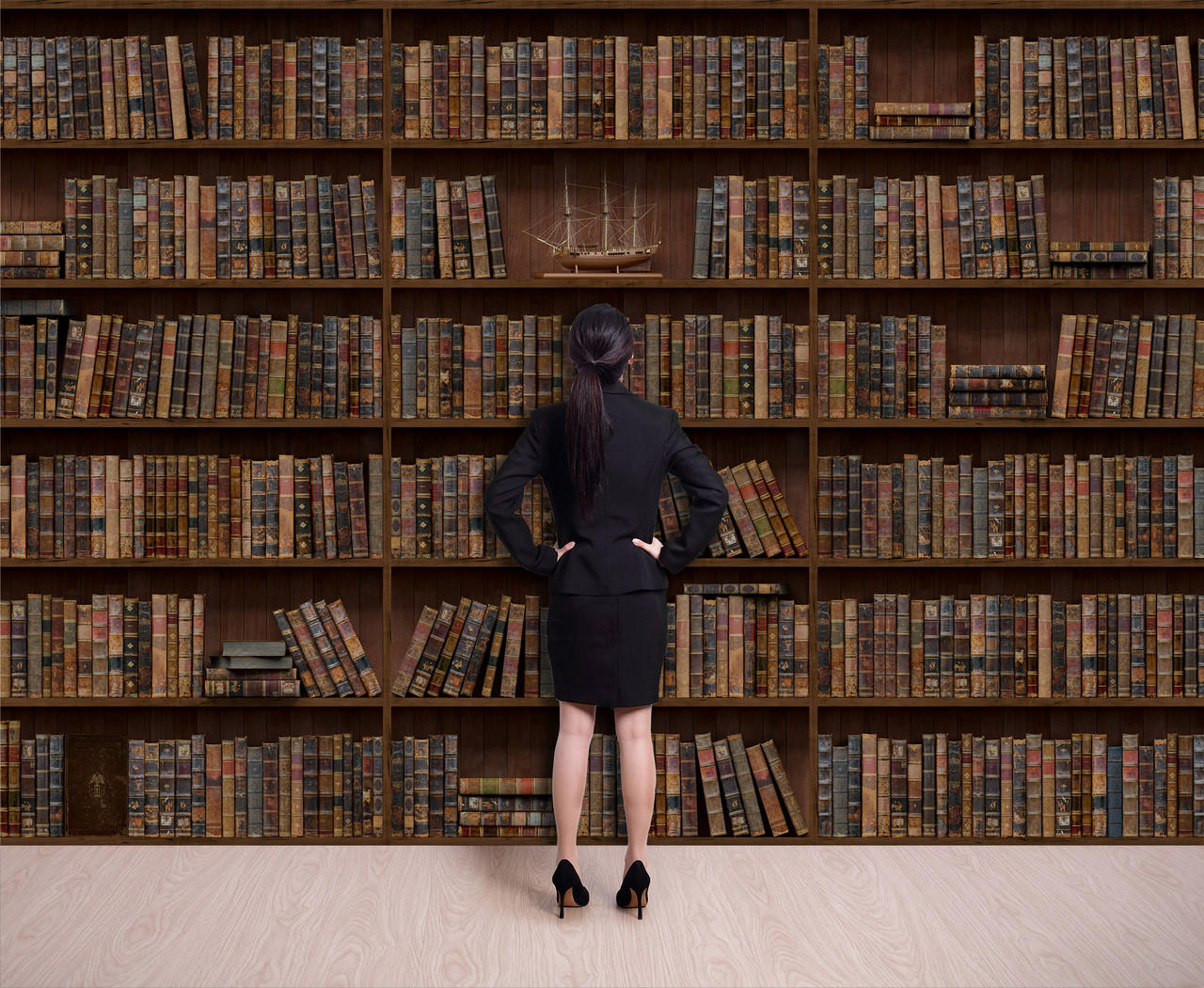 old school library background