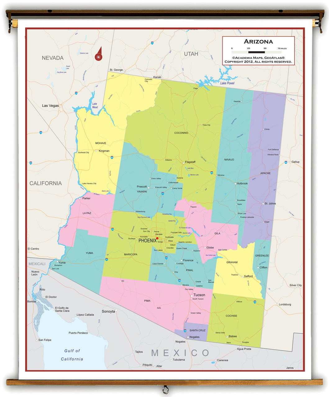 Arizona Political Spring Roller Map | World Maps Online