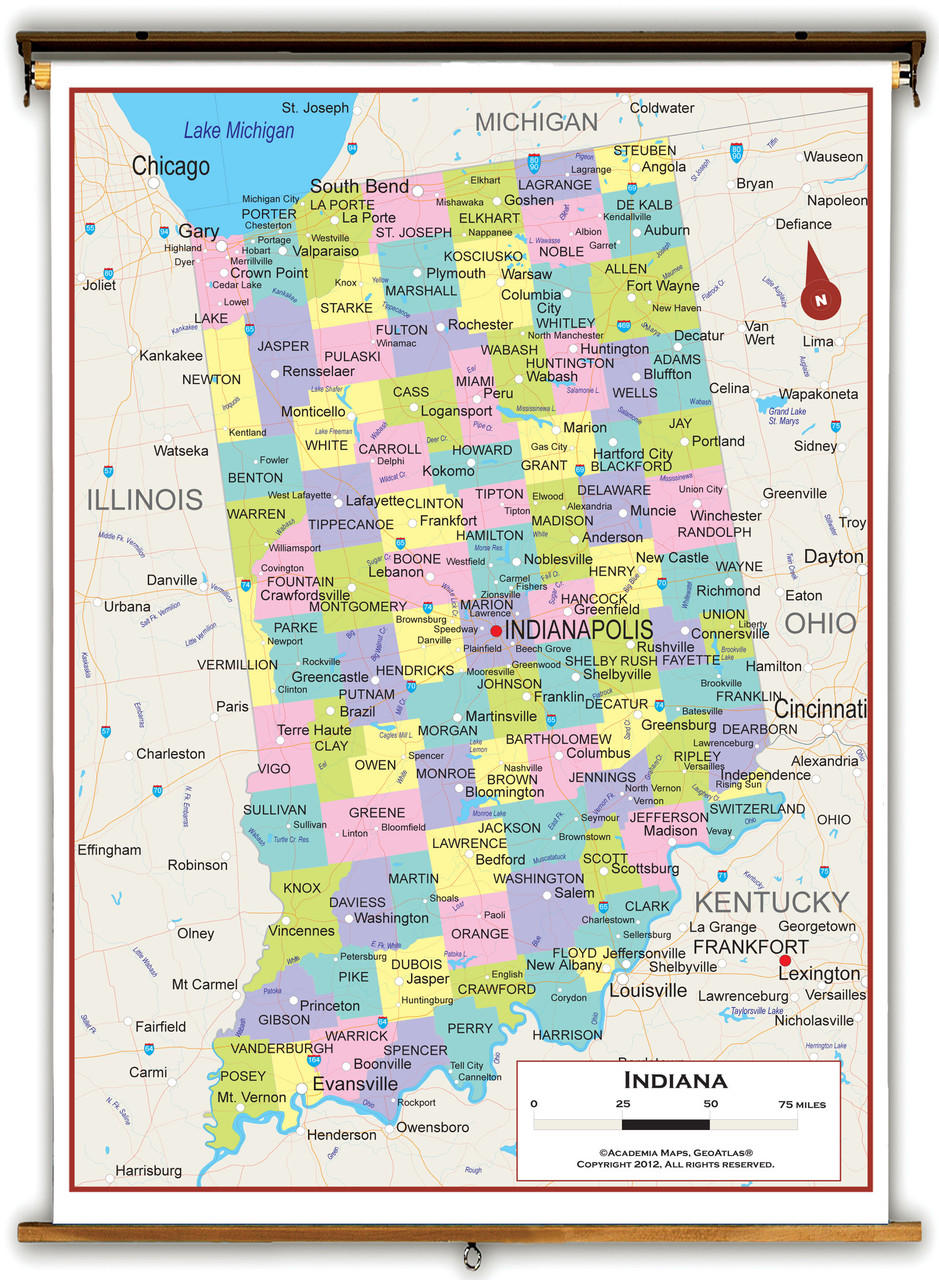 Indiana Political Pull-Down Map | World Maps Online
