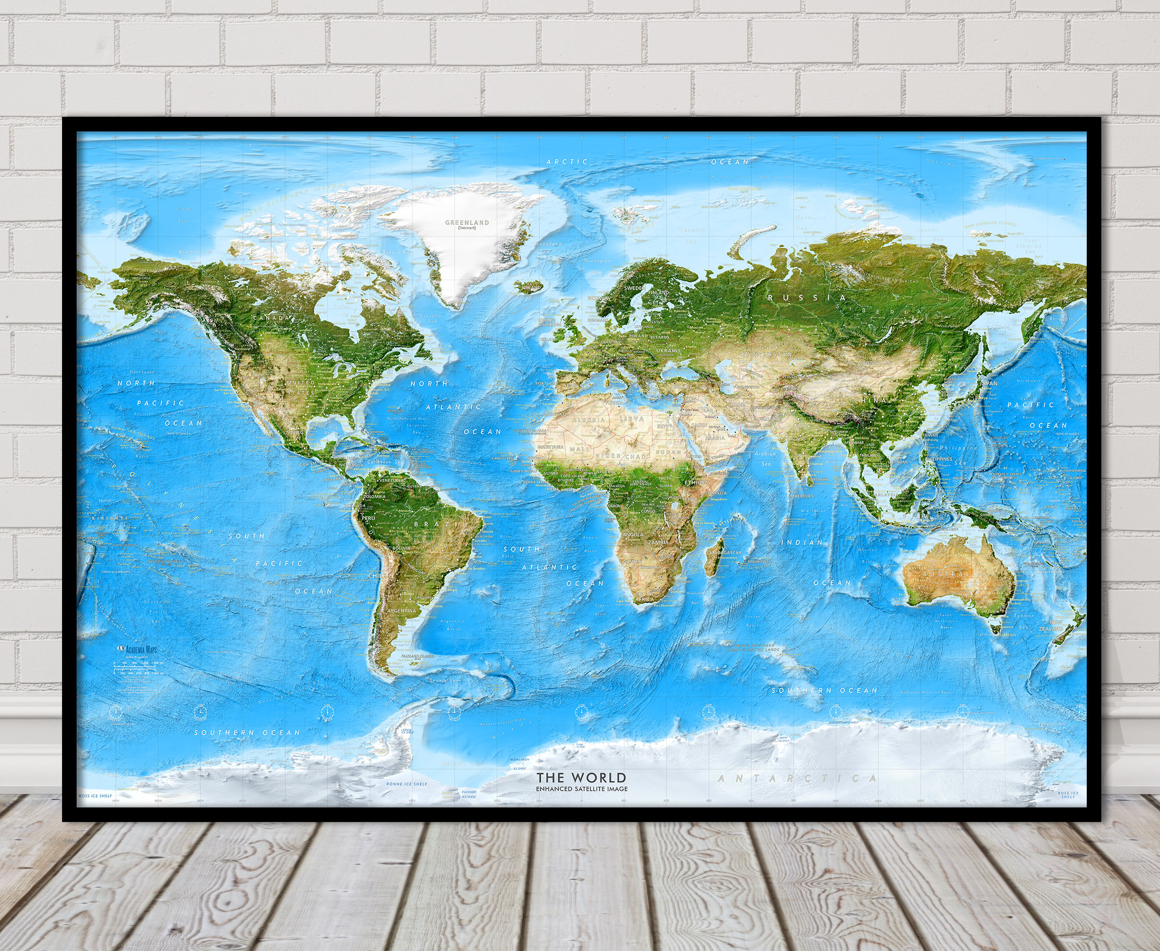 Enhanced World Satellite Imagery Wall Map | World Maps Online