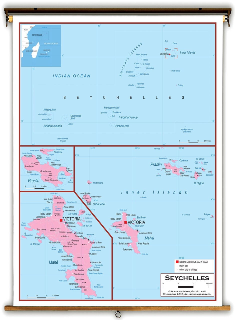 Seychelles Political Educational Map from Academia Maps | World Maps Online