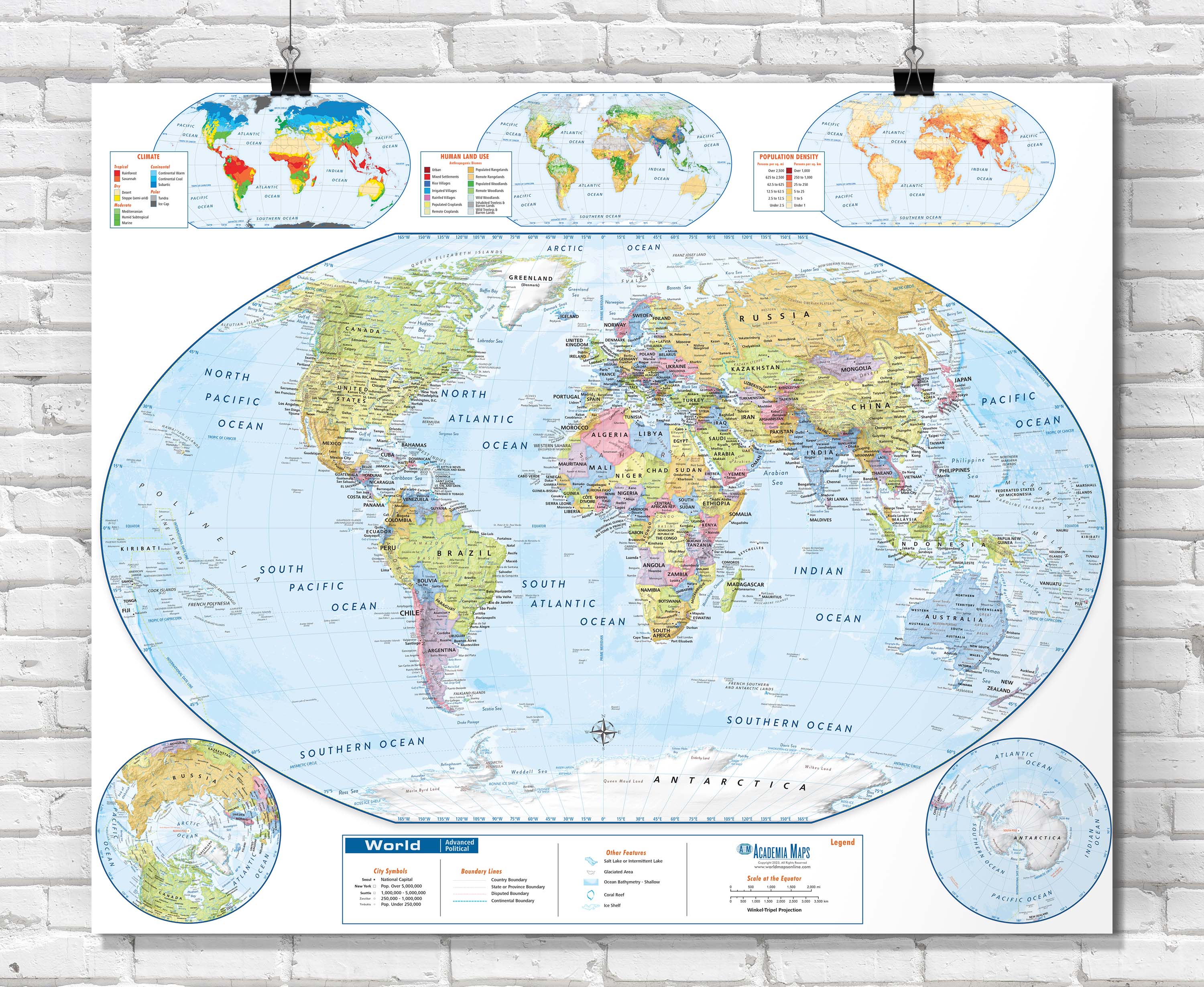 Advanced World Political Classroom Wall Map | World Maps Online