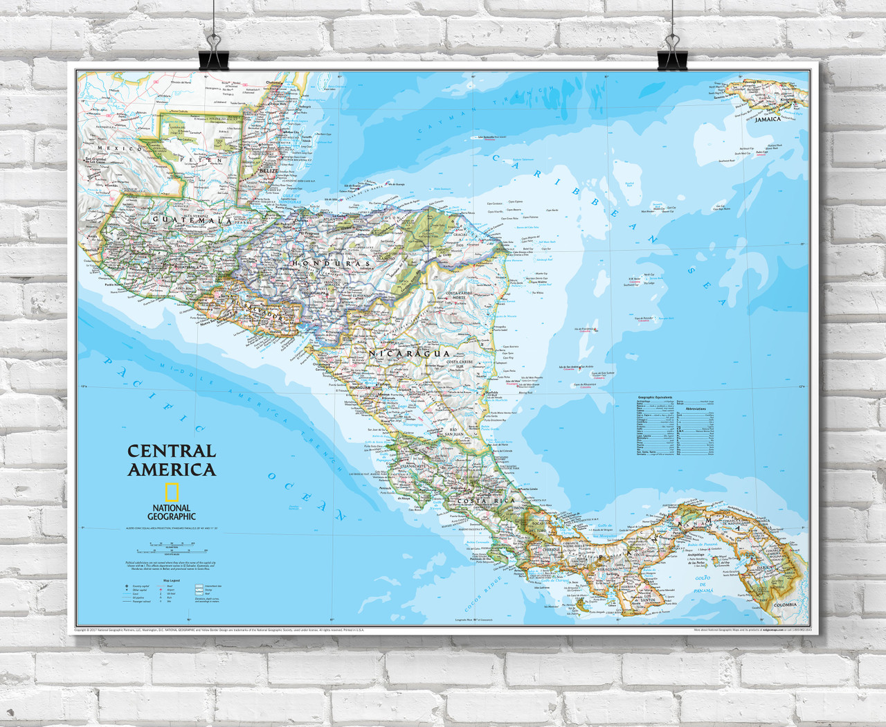 National Geographic Central America Classic Political Wall Map | World ...