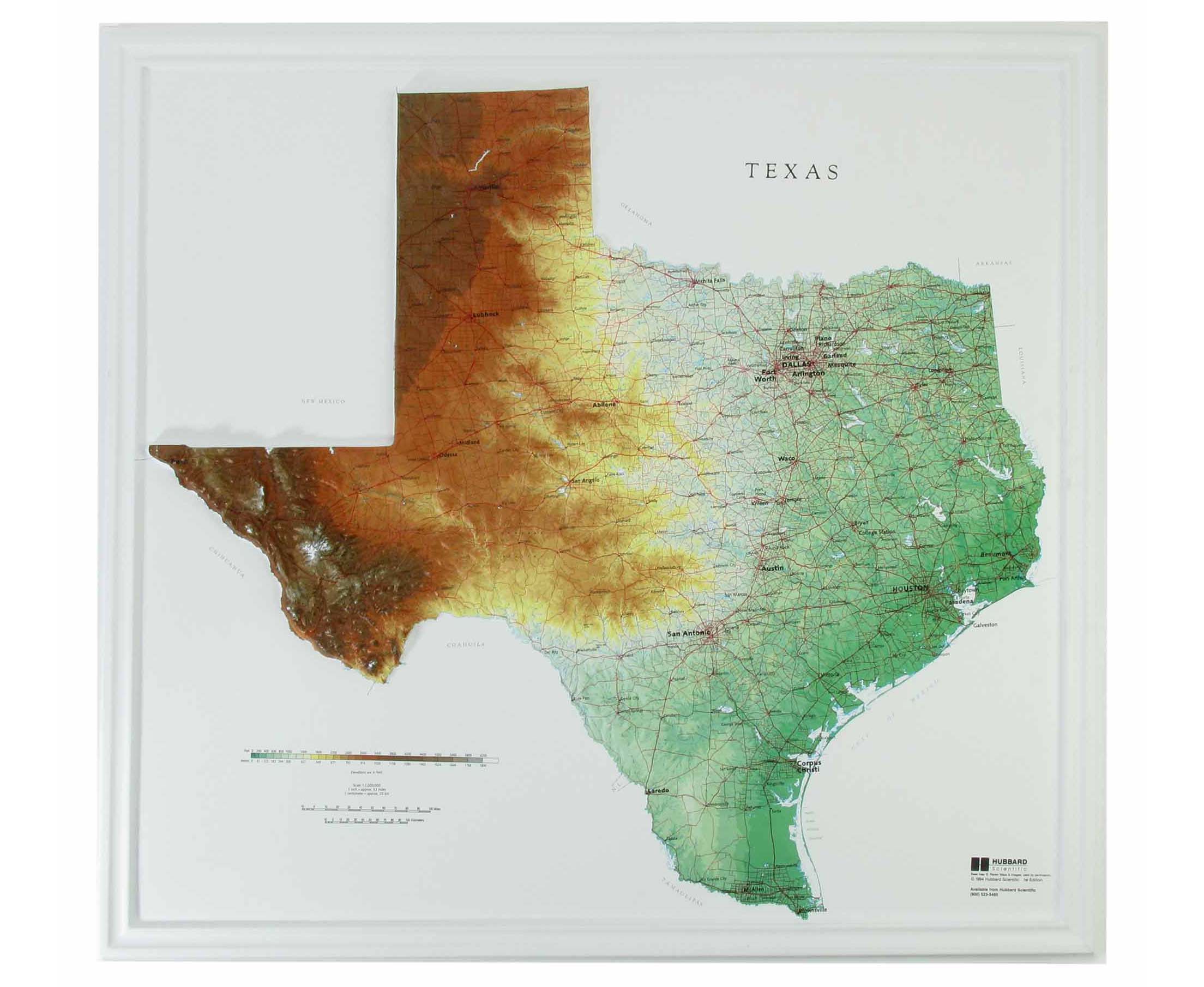 Texas Topographic Raised Relief Map | World Maps Online