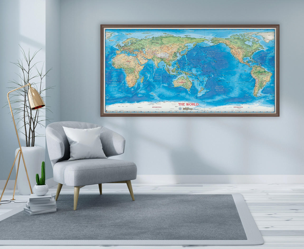 World Physical Wall Map Pacific Centered by Compart Maps | World Maps ...