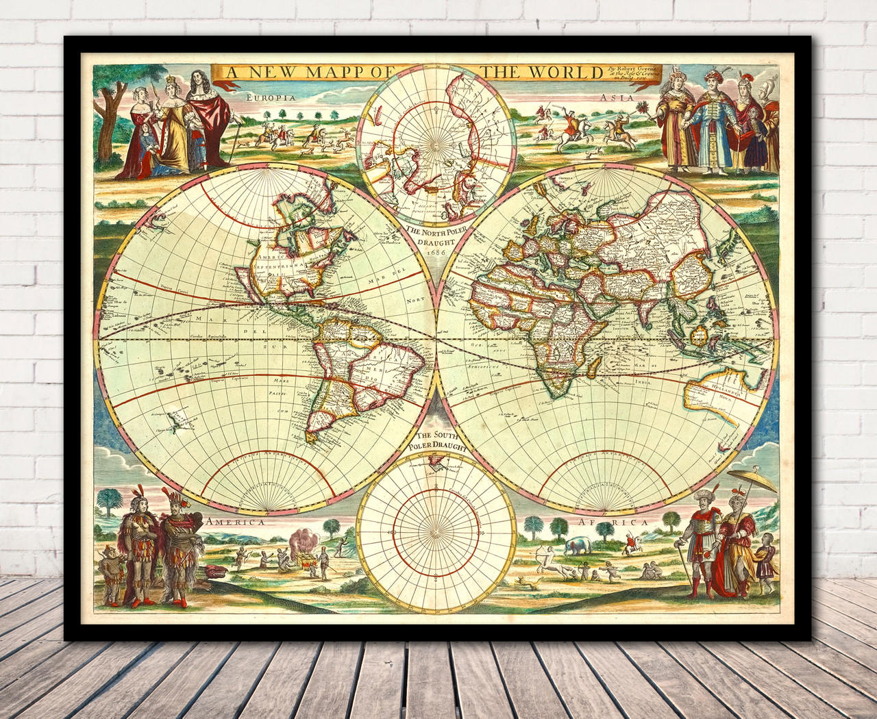 Historic World Map Antique Print - 1700's | World Maps Online
