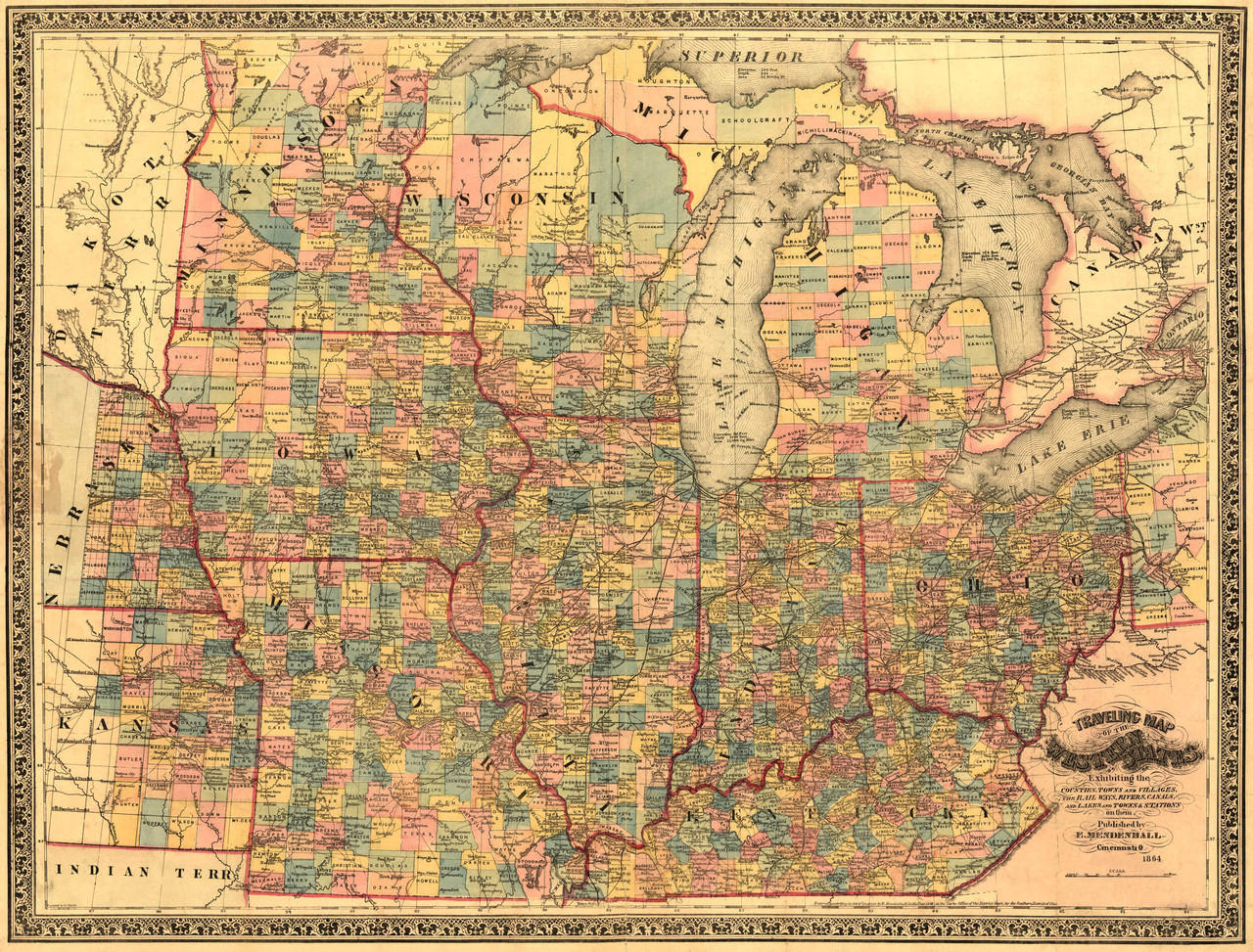 Historic Railroad Map of the Midwest - 1863 | World Maps Online