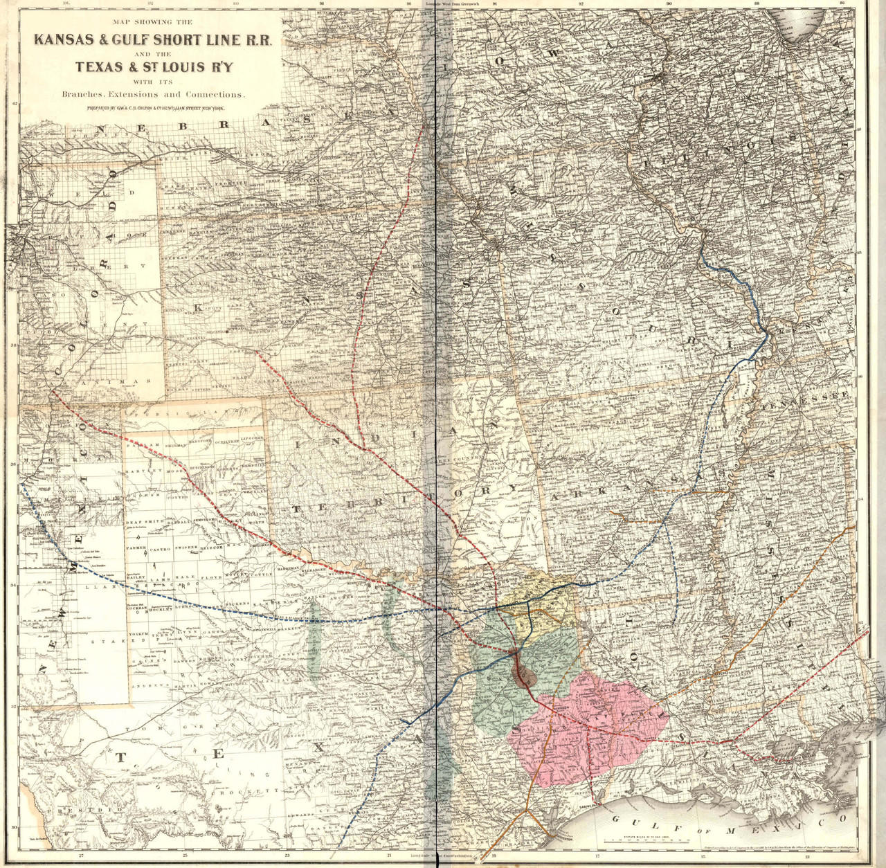 Historic Railroad Map of the Midwest & Southern United States - 1881 ...