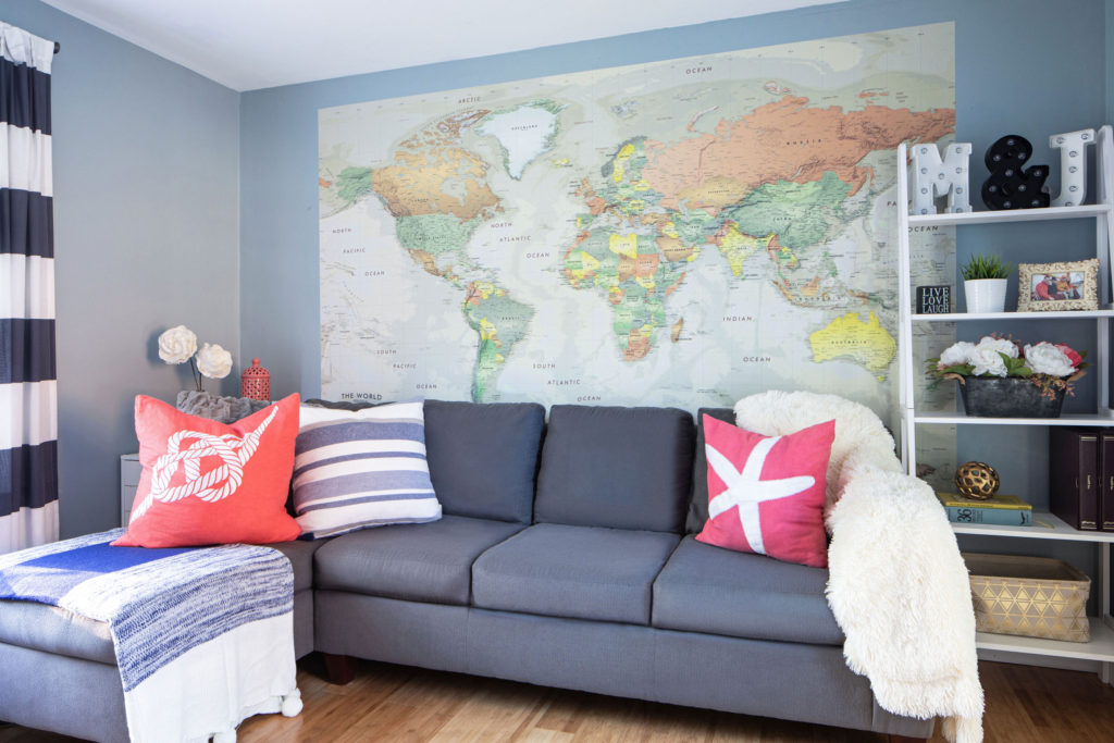 A World Map Mural Will Complete The Setting In Your Design - World Maps ...