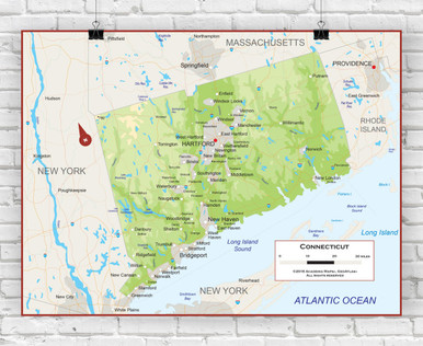 Connecticut Wall Map - Physical | World Maps Online