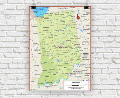 Indiana Wall Map - Physical | World Maps Online