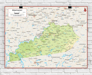 Kentucky Wall Map - Physical | World Maps Online