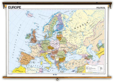 French Language Europe Political & Physical Maps on Spring Roller from ...