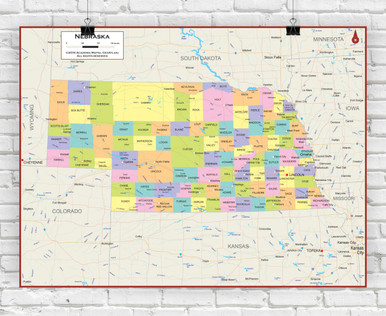 Nebraska Wall Map - Political | World Maps Online
