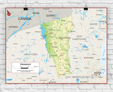 Vermont Wall Map - Physical | World Maps Online