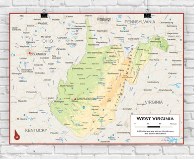 West Virginia Wall Map - Physical | World Maps Online