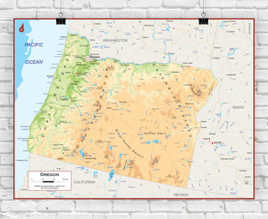 Oregon Wall Map - Physical | World Maps Online