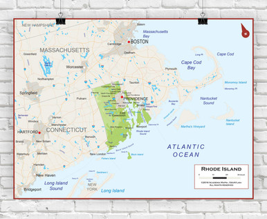 Rhode Island Wall Map - Physical | World Maps Online