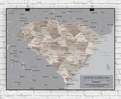 South Carolina Wall Map - Executive | World Maps Online