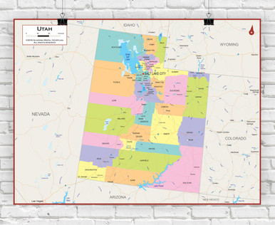 Utah Wall Map - Political | World Maps Online
