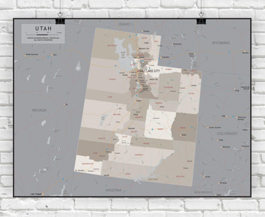 Utah Wall Map - Executive | World Maps Online