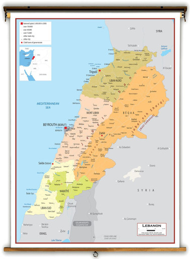 Lebanon Political Wall Map | Academia Maps