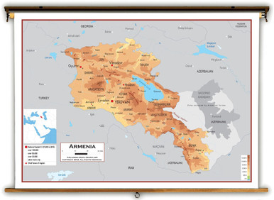 Armenia Physical Wall Map | Academia Maps